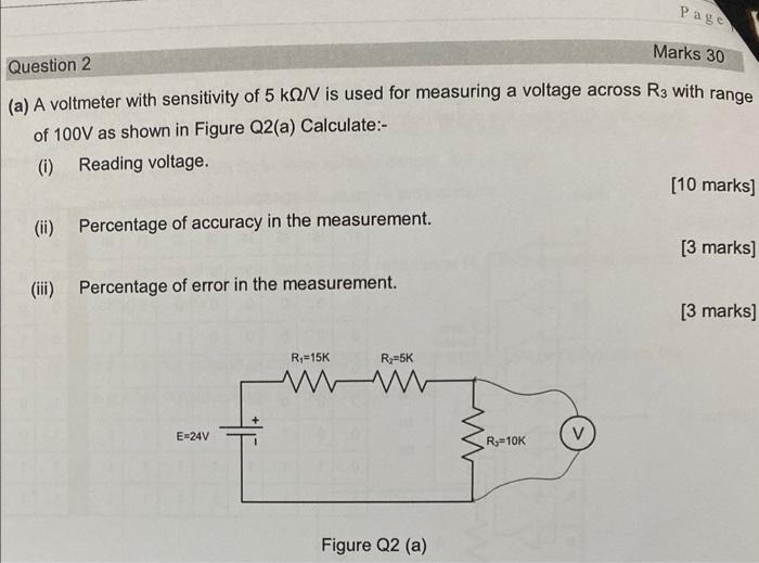 Solved (a) A voltmeter with sensitivity of 5kΩ/N is used for | Chegg.com