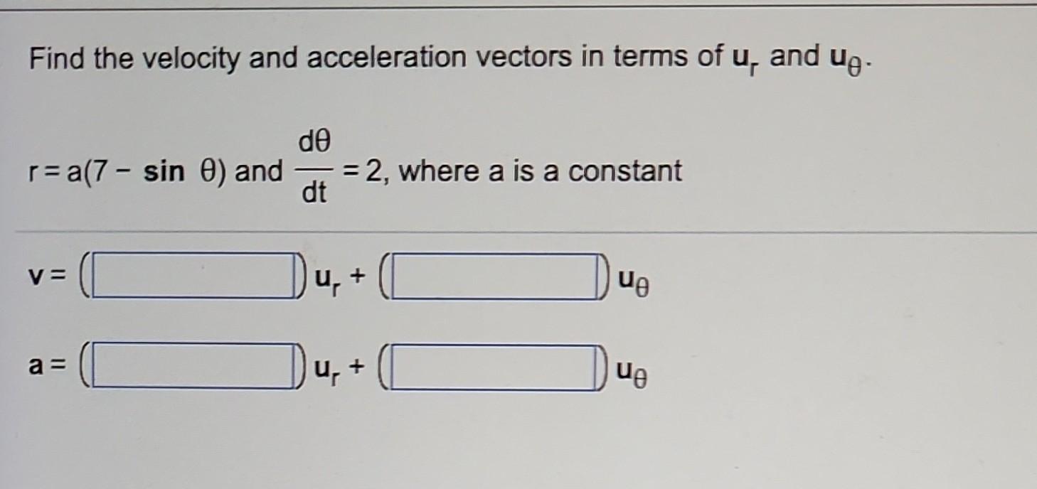 Solved Find the velocity and acceleration vectors in terms | Chegg.com