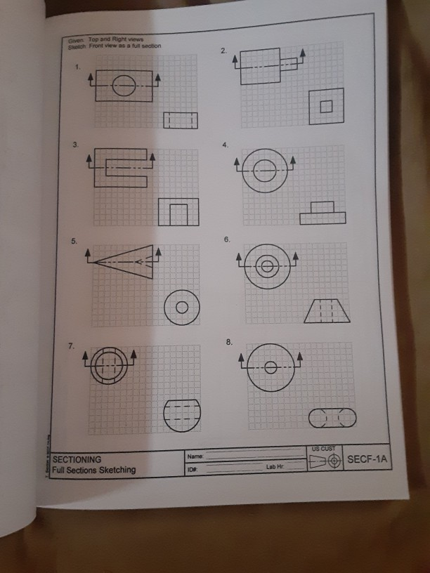 Solved Sketch the front view as a full section for each | Chegg.com