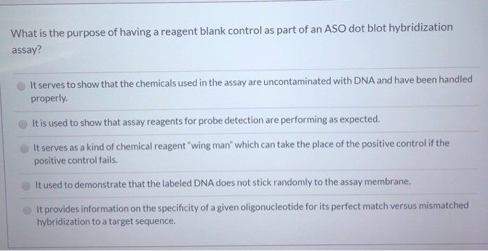 Solved What is the purpose of having a reagent blank control | Chegg.com