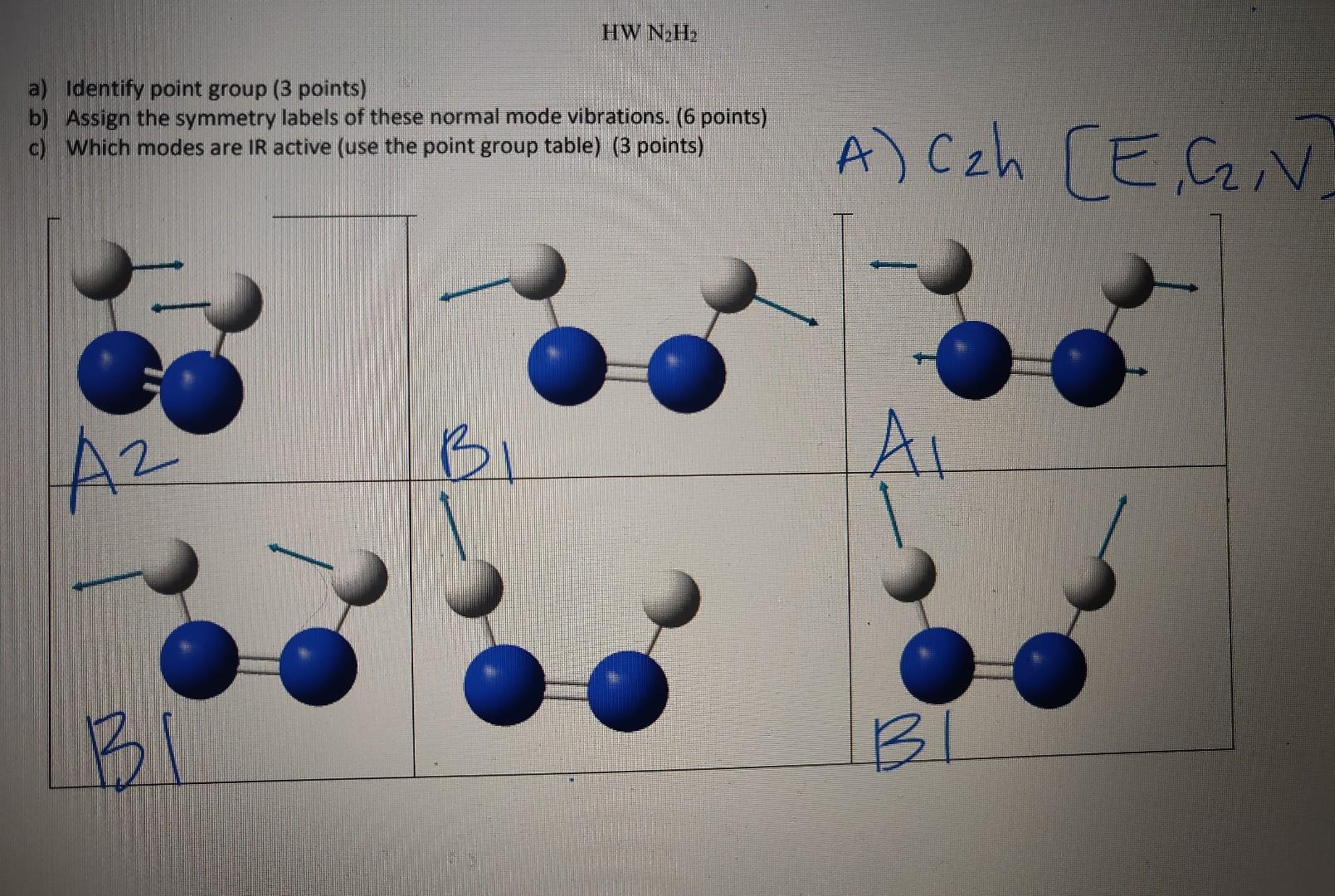 Solved HW N2H2 a) Identify point group (3 points) b) Assign | Chegg.com