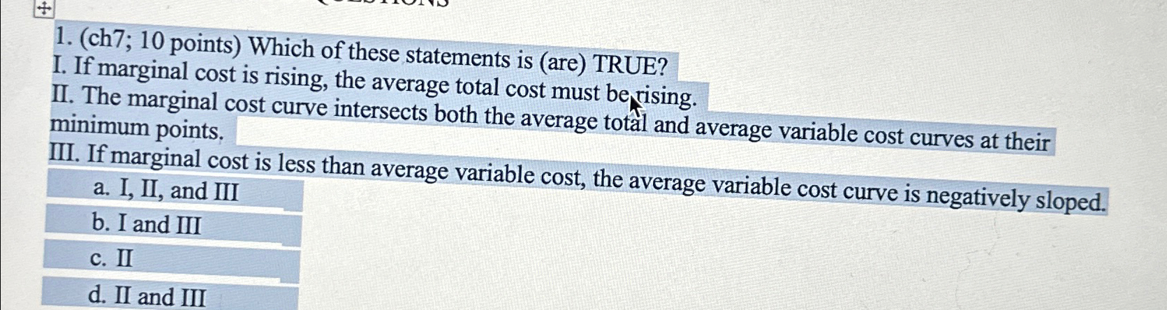 Solved (ch7; 10 ﻿points) ﻿Which of these statements is (are) | Chegg.com