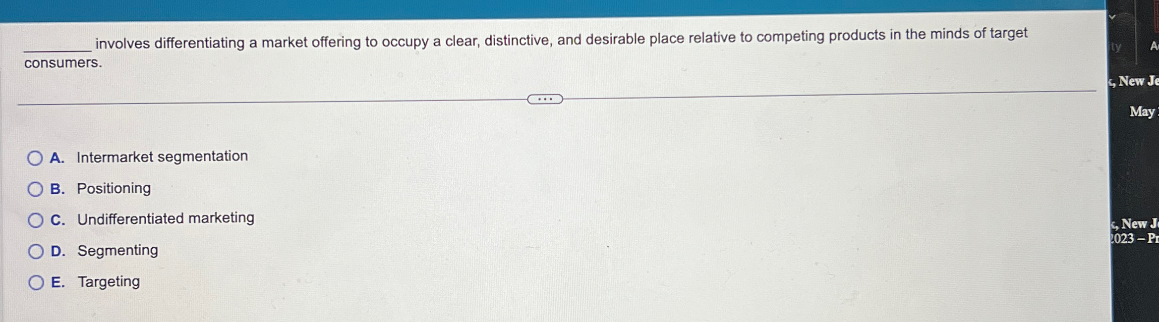Solved involves differentiating a market offering to occupy | Chegg.com