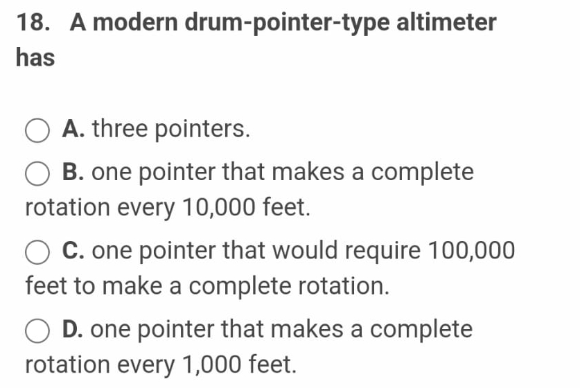 Solved A modern drum-pointer-type altimeter hasA. ﻿three | Chegg.com
