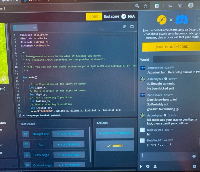 Solved Power of Thor - Episode 1 1 2 3 #include 2 include | Chegg.com