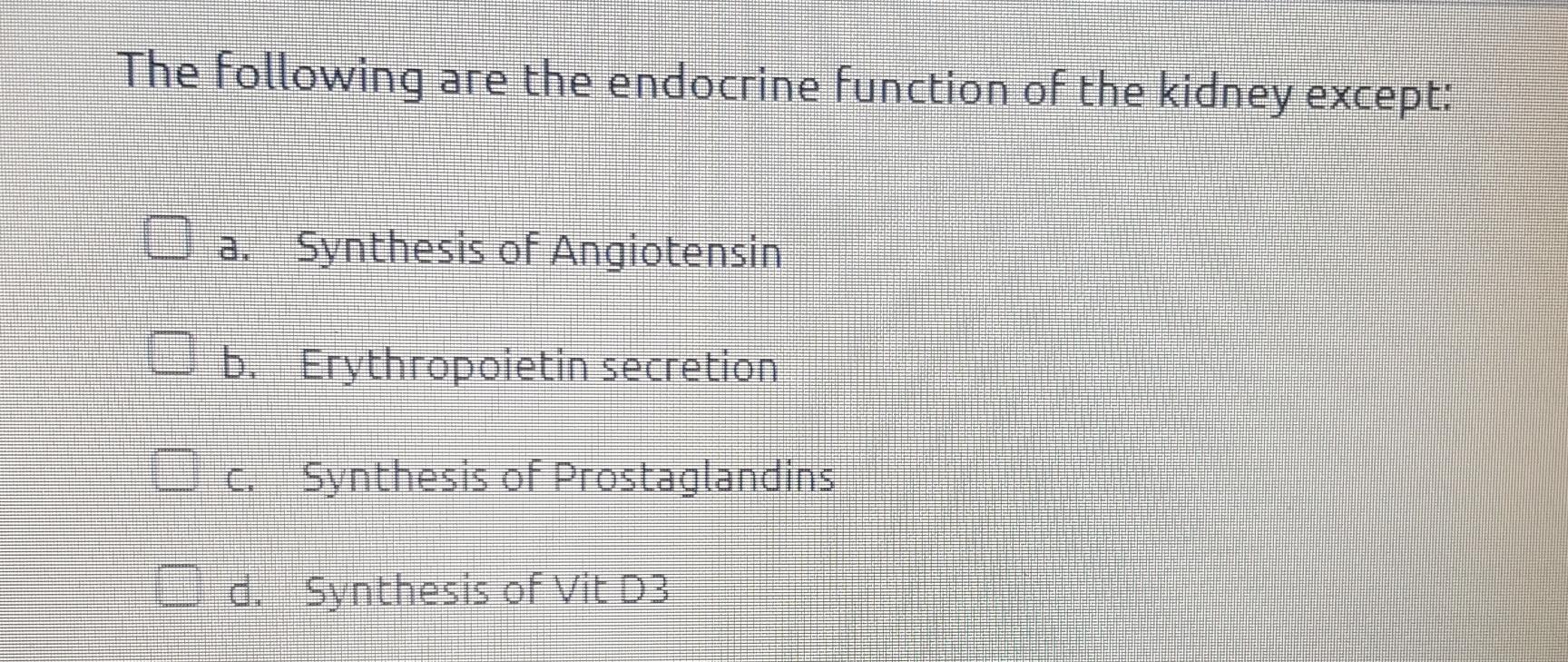 Solved The following are the endocrine function of the | Chegg.com