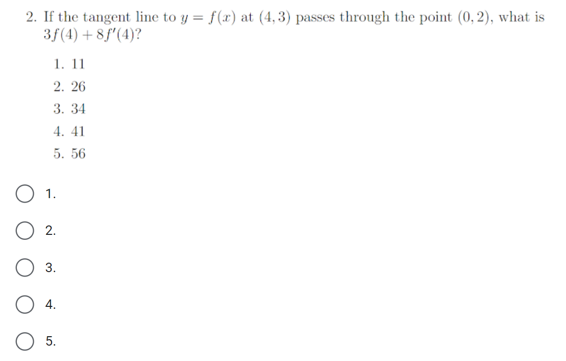 Solved If the tangent line to y=f(x) ﻿at (4,3) ﻿passes | Chegg.com