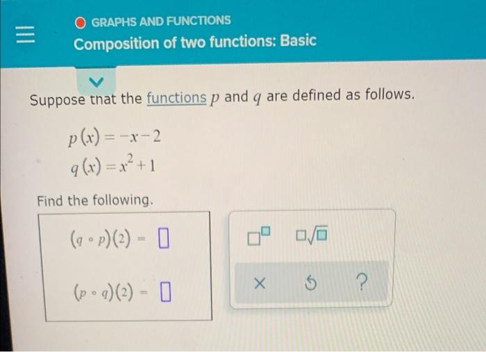 Solved O GRAPHS AND FUNCTIONS Composition of two functions: | Chegg.com