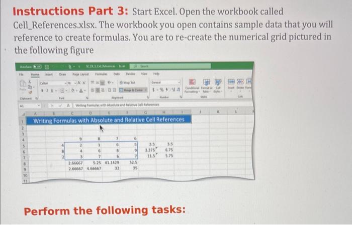 Solved Instructions Part 3: Start Excel. Open the workbook | Chegg.com