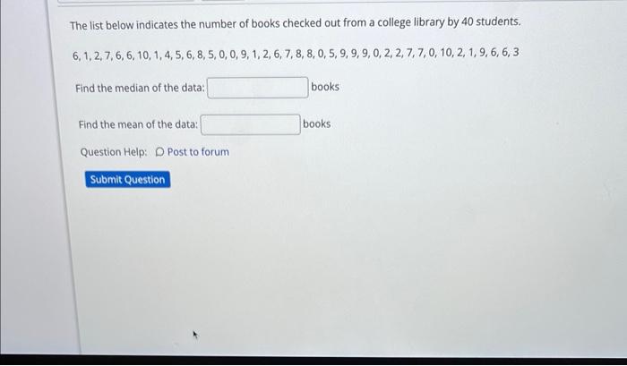Solved The list below indicates the number of books checked | Chegg.com