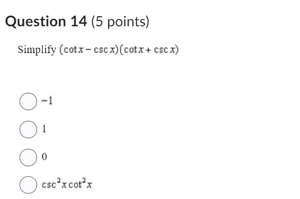 Solved Question 14 (5 points)Simplify | Chegg.com Solved Question 14 (5 points)Simplify | Chegg.com
