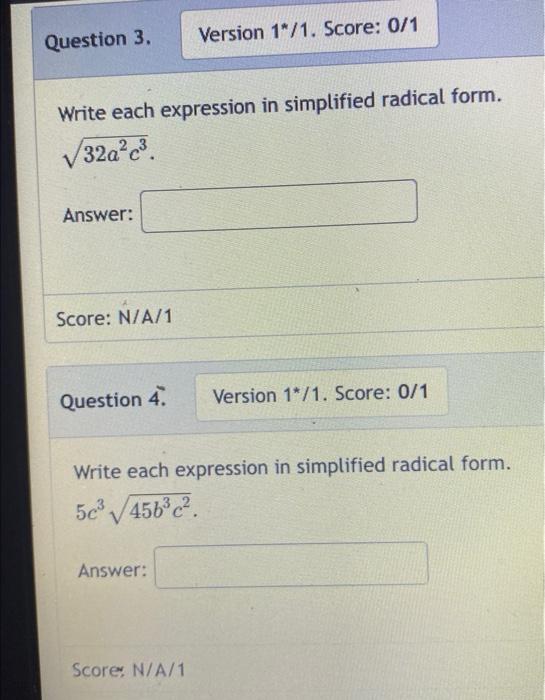 Solved Write each expression in simplified radical form. 245 | Chegg.com