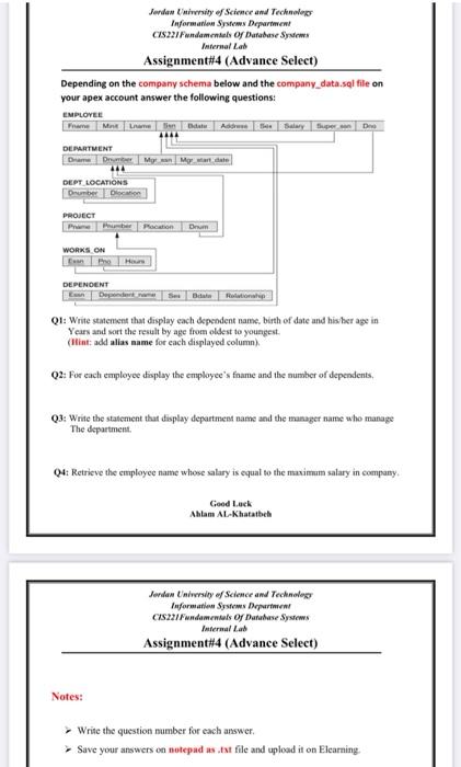 Solved Jordan University of Science and Technolo Information | Chegg.com