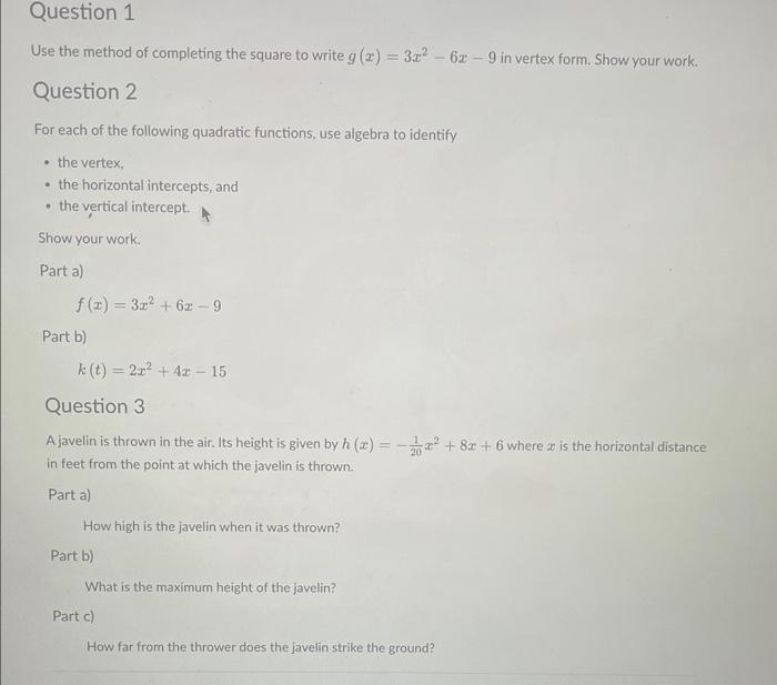 Solved Use the method of completing the square to write | Chegg.com