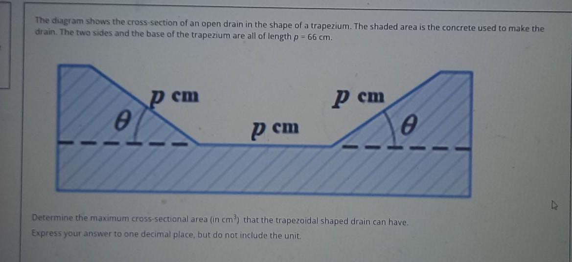 Solved The diagram shows the cross-section of an open drain | Chegg.com