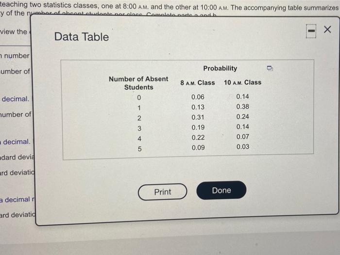 Solved A teacher is currently teaching two statistics | Chegg.com