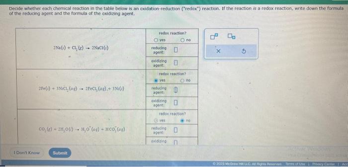 Solved Decide Whether Each Chemical Reaction In The Table