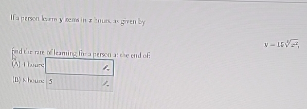 Solved If a person learns y ﻿items in x ﻿hours, as given | Chegg.com