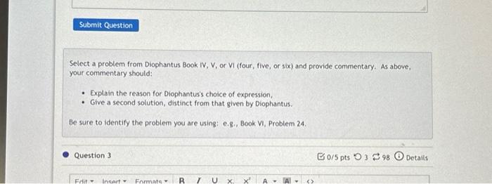 Solved Select a problem from Diophantus Book IV, V, or VI | Chegg.com