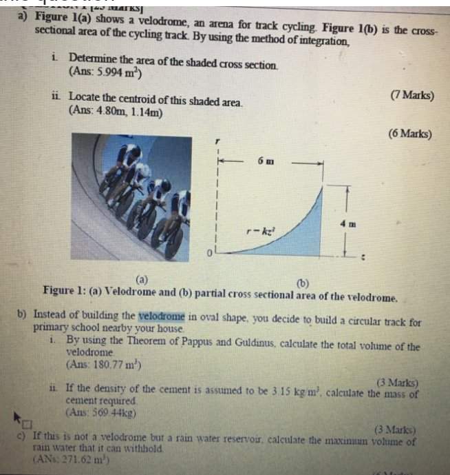 Solved a) Figure 1(a) shows a velodrome, an arena for track | Chegg.com