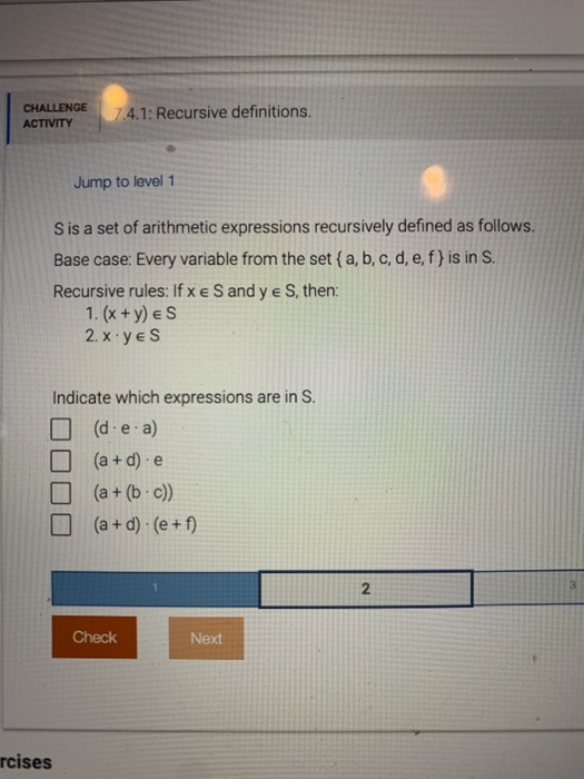 Solved CHALLENGE ACTIVITY 7.4.1: Recursive definitions. Jump | Chegg.com
