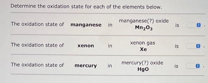 Solved The oxidation state of manganese in manganese(?) | Chegg.com