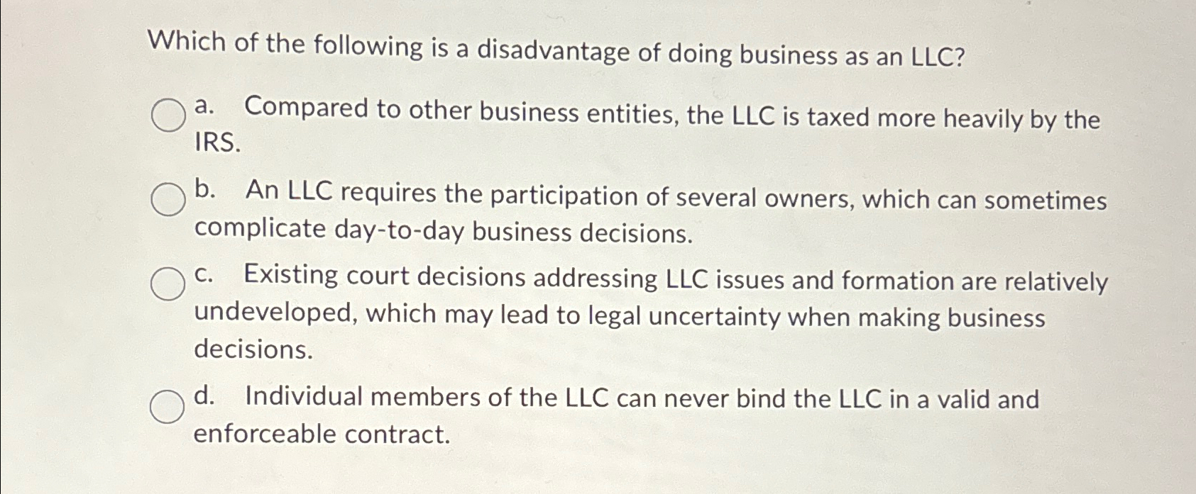 Solved Which of the following is a disadvantage of doing | Chegg.com