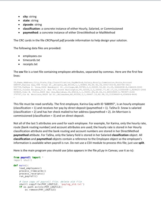 Solved Project 5: Payroll (Part 1) CS 1410 Background In | Chegg.com
