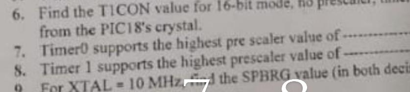 Solved 6. Find the TICON value for 16-bit mode, from the | Chegg.com