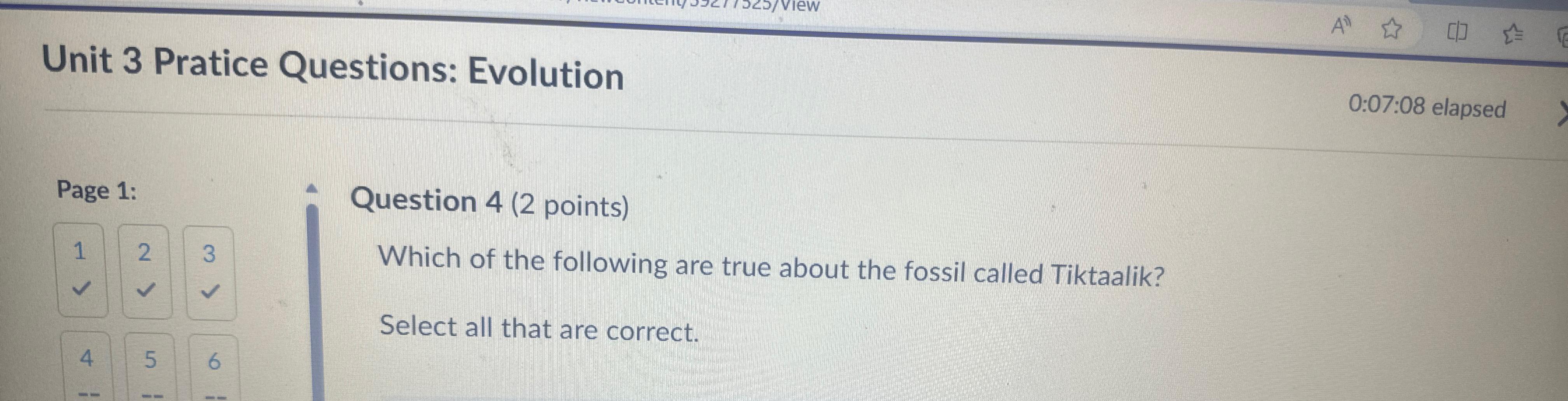 Solved Unit 3 ﻿Pratice Questions: Evolution0:07:08 | Chegg.com