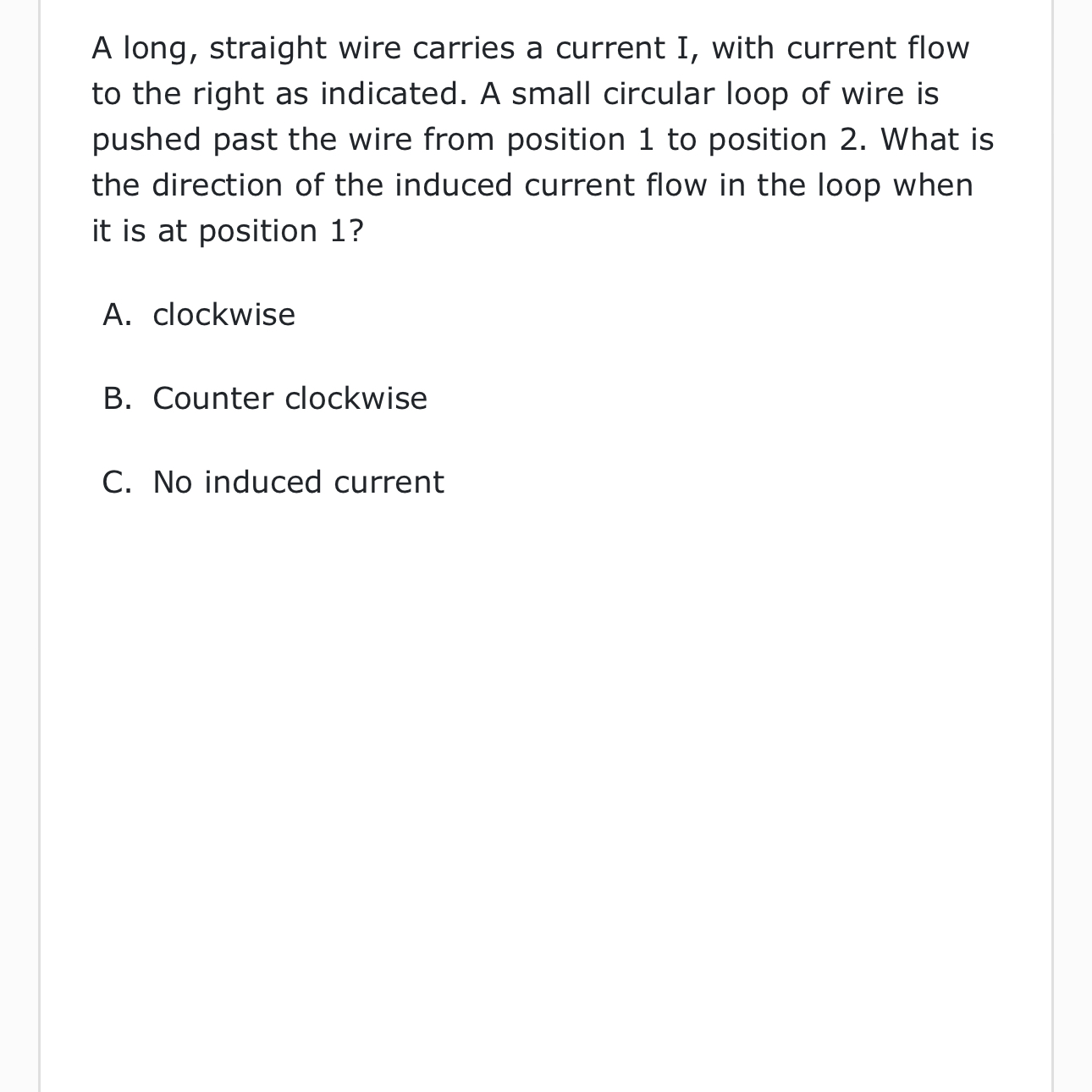 Solved A long, straight wire carries a current I, with | Chegg.com