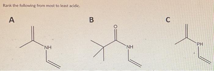 Solved Rank the following from most to least acidic. | Chegg.com