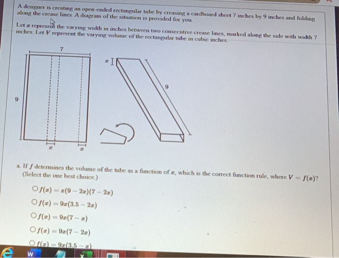Solved A designer is creating an open-ended rectangular tube | Chegg.com