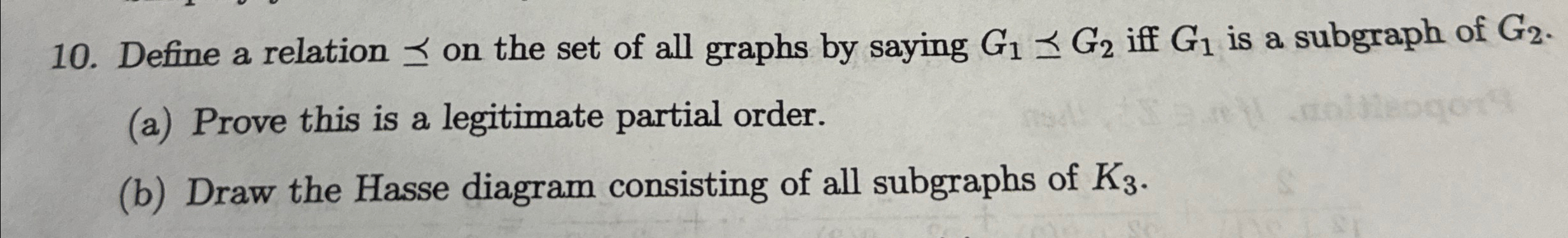 Solved Define a relation -≤ ﻿on the set of all graphs by | Chegg.com