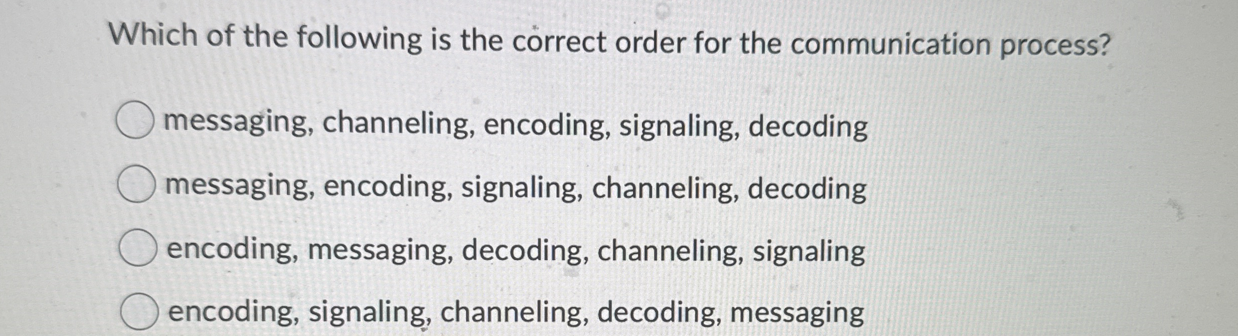 Solved Which of the following is the correct order for the | Chegg.com