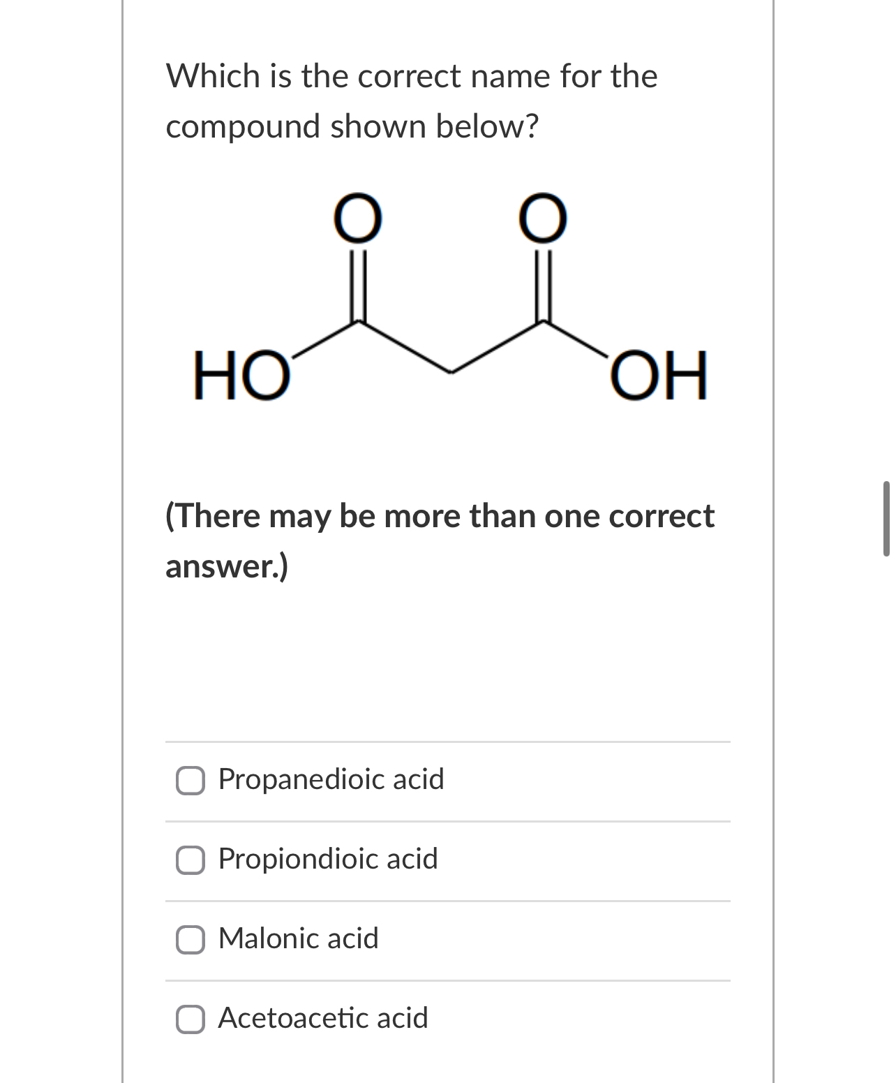 Solved Which is the correct name for the compound shown | Chegg.com