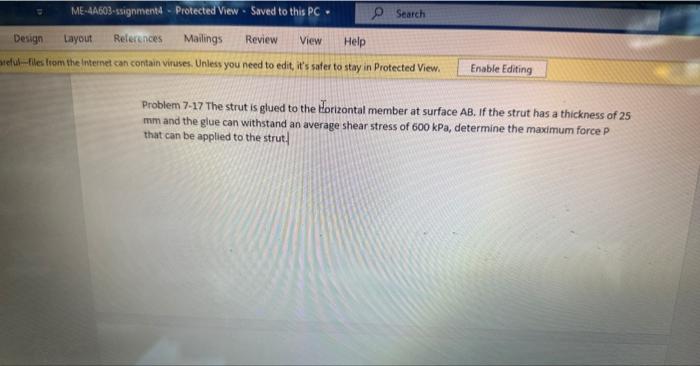 Solved Problem 7-1 The aft is supported by a smooth thrust | Chegg.com