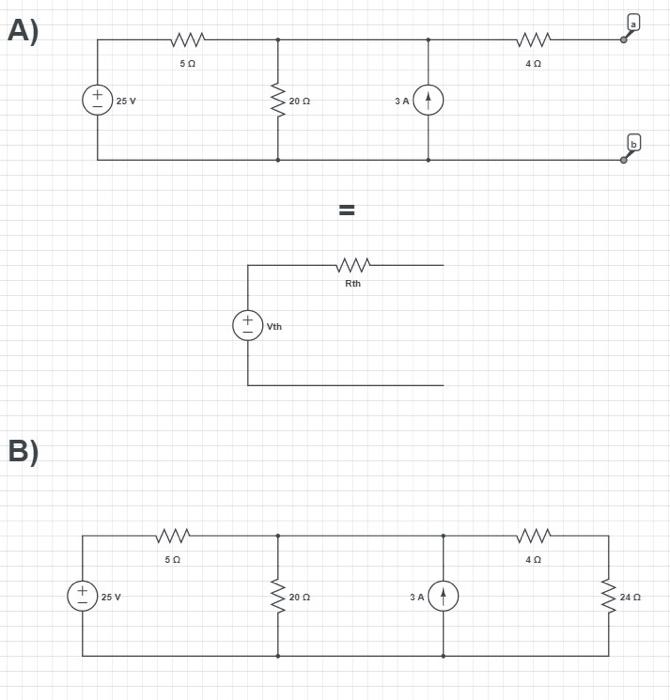 Solved A) Solve for the open-circuited voltage Vab and the | Chegg.com