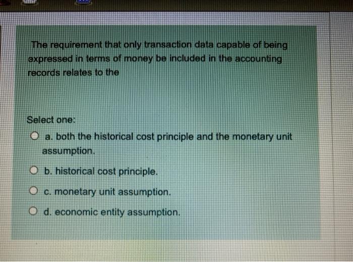 Solved The requirement that only transaction data capable of | Chegg.com