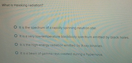 Solved What is Hawking radiation?It is the spectrum of a | Chegg.com