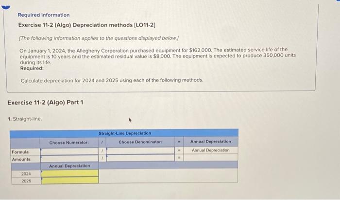 Solved Required information Exercise 11-2 (Algo) | Chegg.com