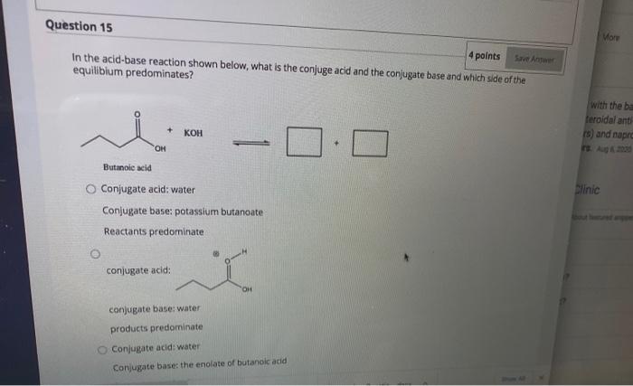 Solved More Question 15 4 points In the acid-base reaction | Chegg.com