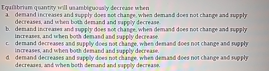 Solved Equilibrium quantity will unambiguously decrease | Chegg.com