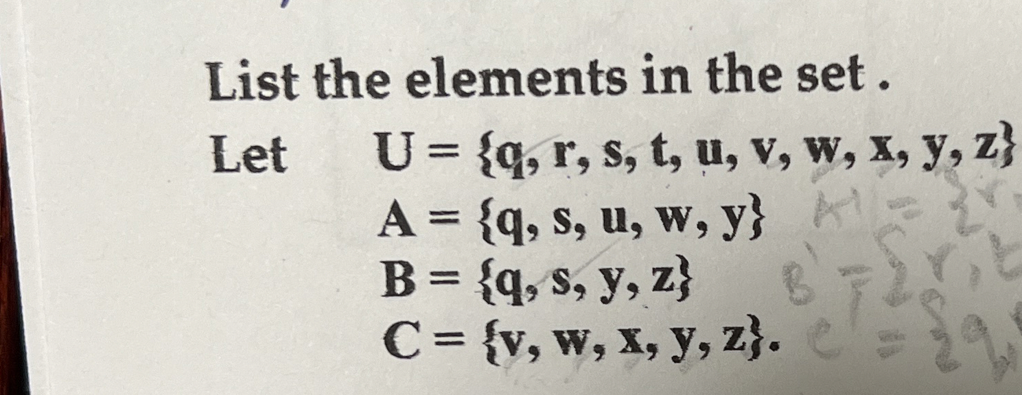 Solved List the elements in the set.]=[{q,r,s,t,u,v,w,x,y,z} | Chegg.com