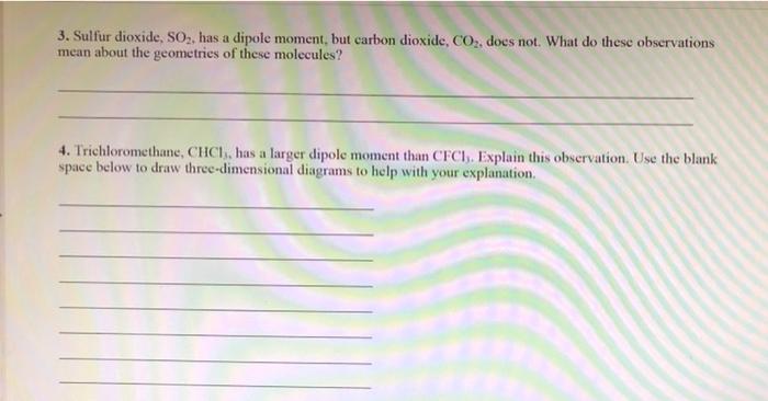 Solved 3. Sulfur dioxide, SO2, has a dipole moment, but | Chegg.com