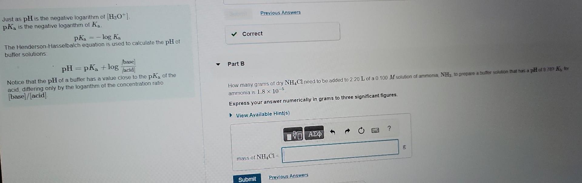 Solved Just as pH is the negative logarithm of [H3O+]. pKa | Chegg.com