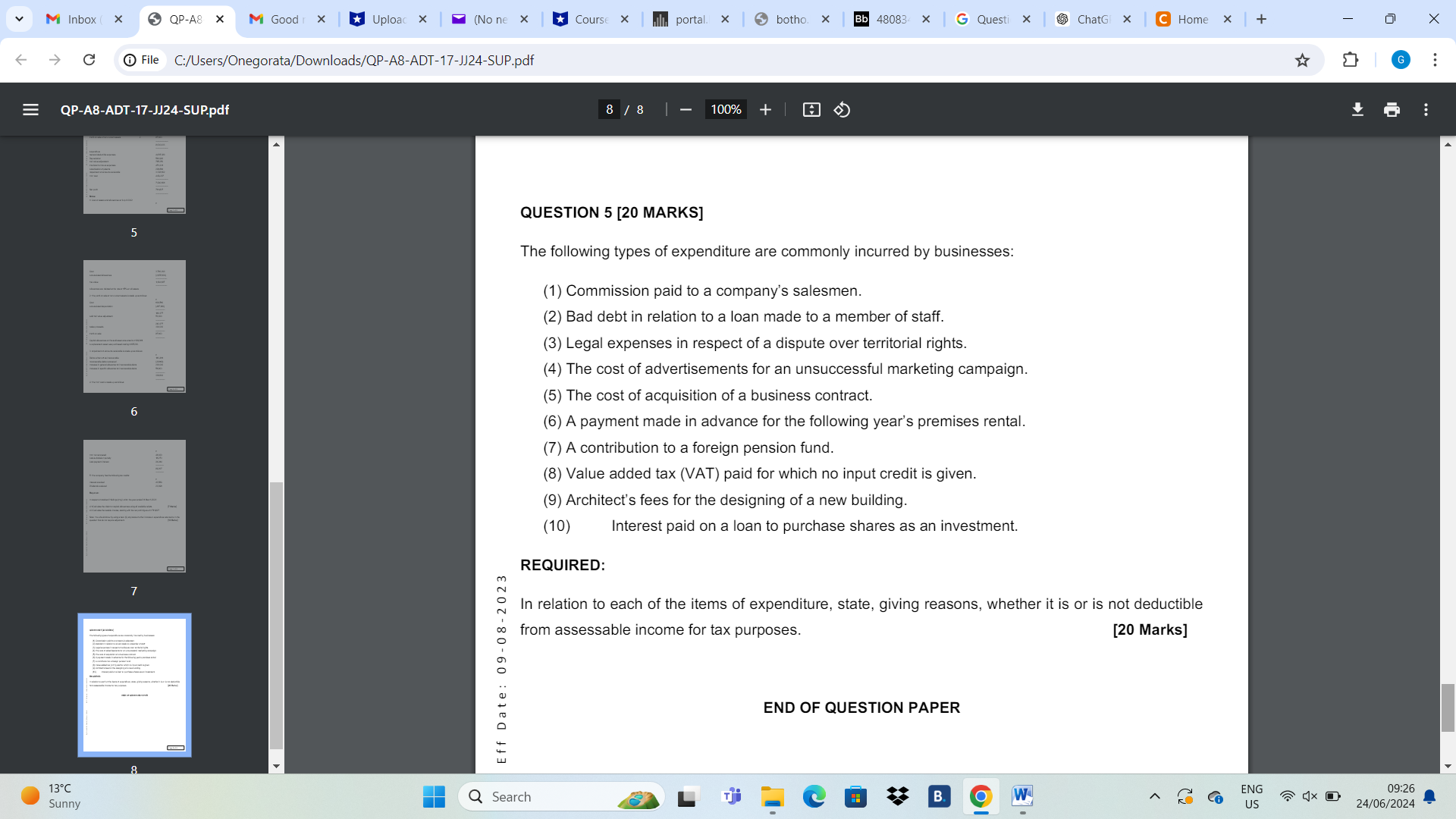Solved QUESTION 5 [20 ﻿MARKS]The following types of | Chegg.com
