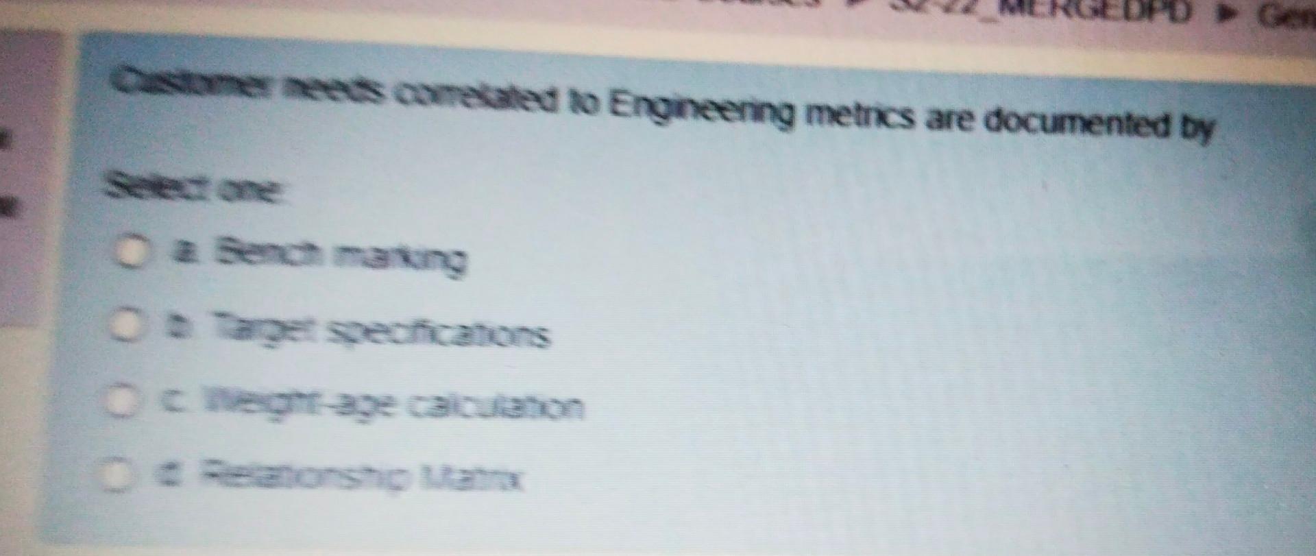 Solved Datimer meets comedated to Engineering metrics are | Chegg.com