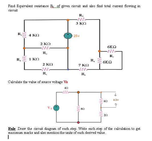 Solved Find Equivalent resistance Rt of given circuit and | Chegg.com