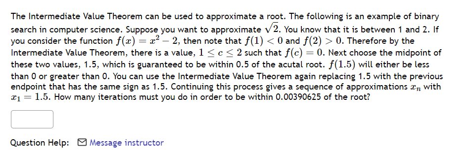 Solved HELPPPPPP PPPLEASEEEE The Intermediate Value Theorem | Chegg.com